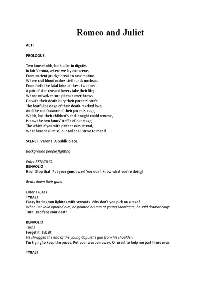 St. Michael Romeo and Juliet Final Script | PDF | Characters In Romeo ...