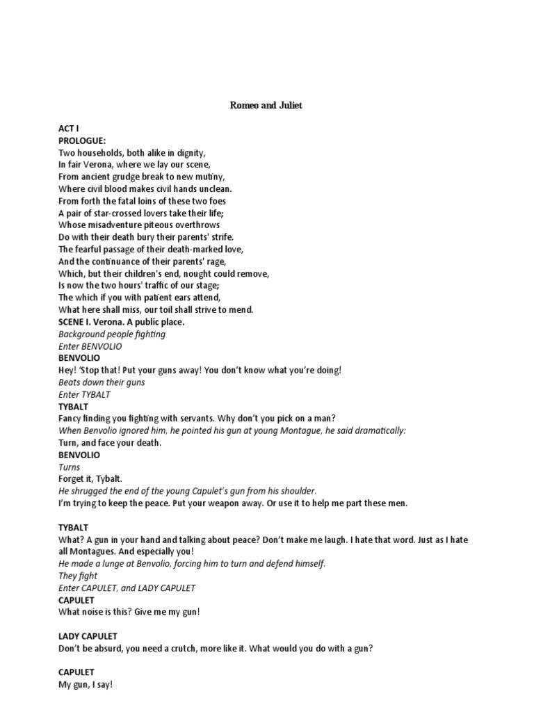 Romeo and Juliet Short Script Compress | PDF | Characters In Romeo And ...