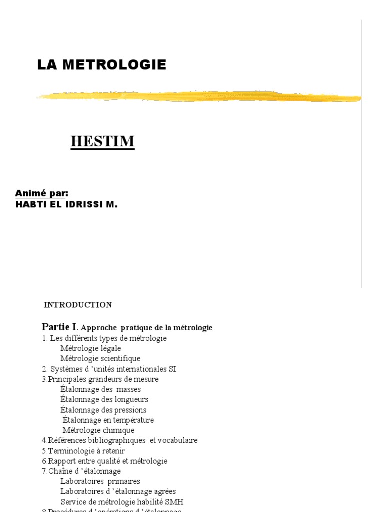 Metrologie Cours de License Pro | PDF | Calibrage | Métrologie