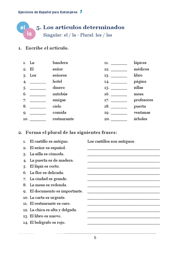 Ejercicios de Espanol 5-5 | PDF