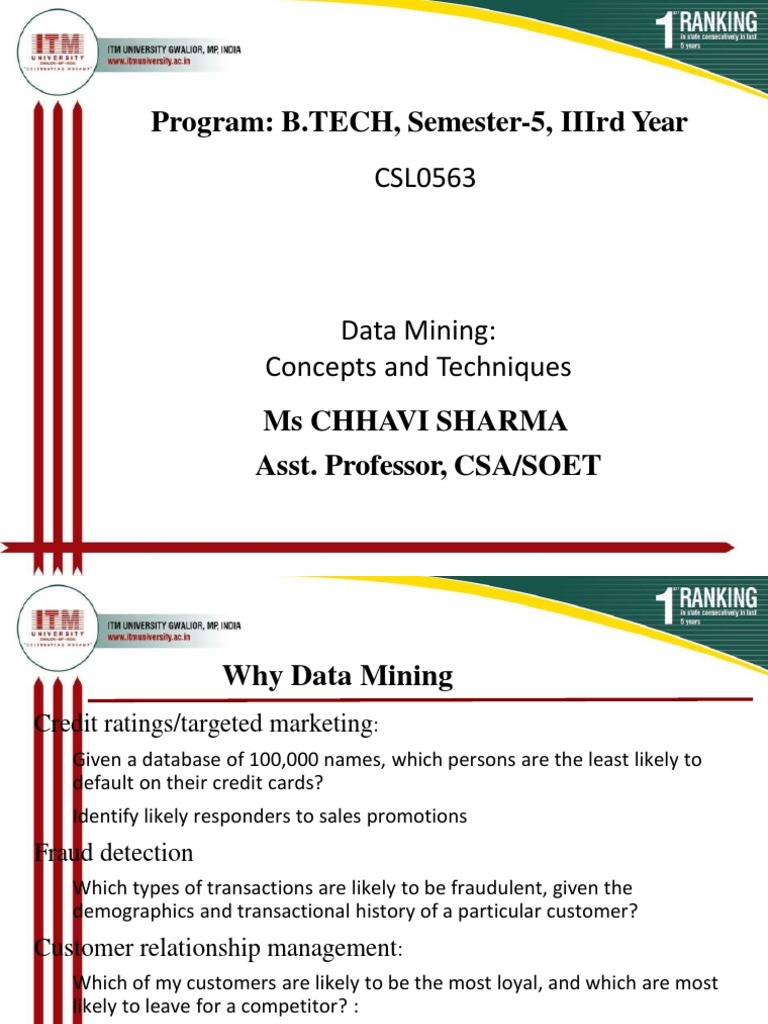 Data Mining Concepts Techniques BTECH Semester 5 IIIrd Year | PDF | Machine Learning | Data Mining