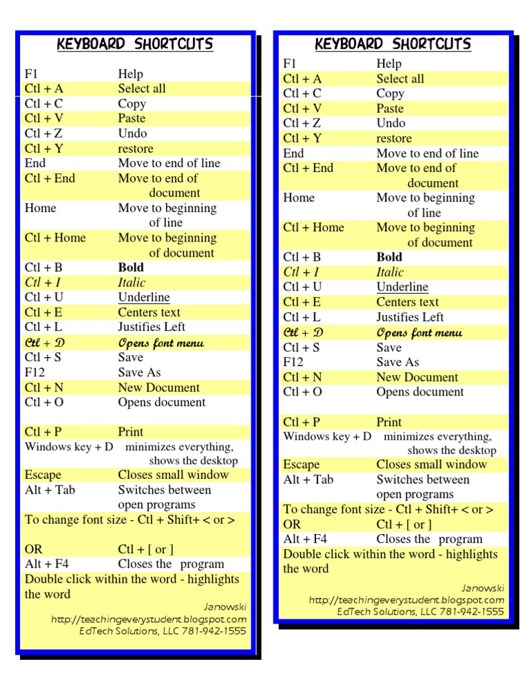 Shortcut Keys - Double | PDF | Keyboard Shortcut | Computer Keyboard