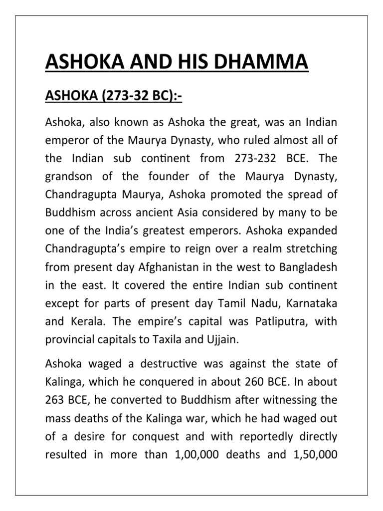 Ashoka and His Dhamma | PDF | Ashoka | Dharma