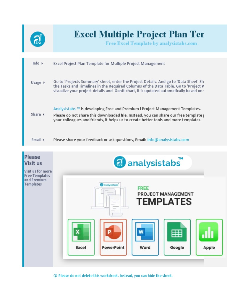 ANALYSISTABS Multiple Project Tracking Template Excel | PDF | Microsoft ...