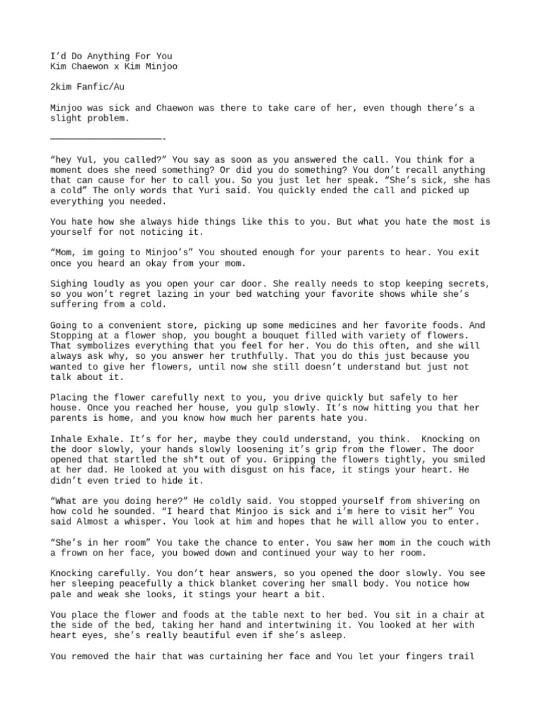 I'd Do Anything For You: A Sickfic Fanfic | PDF | Smile