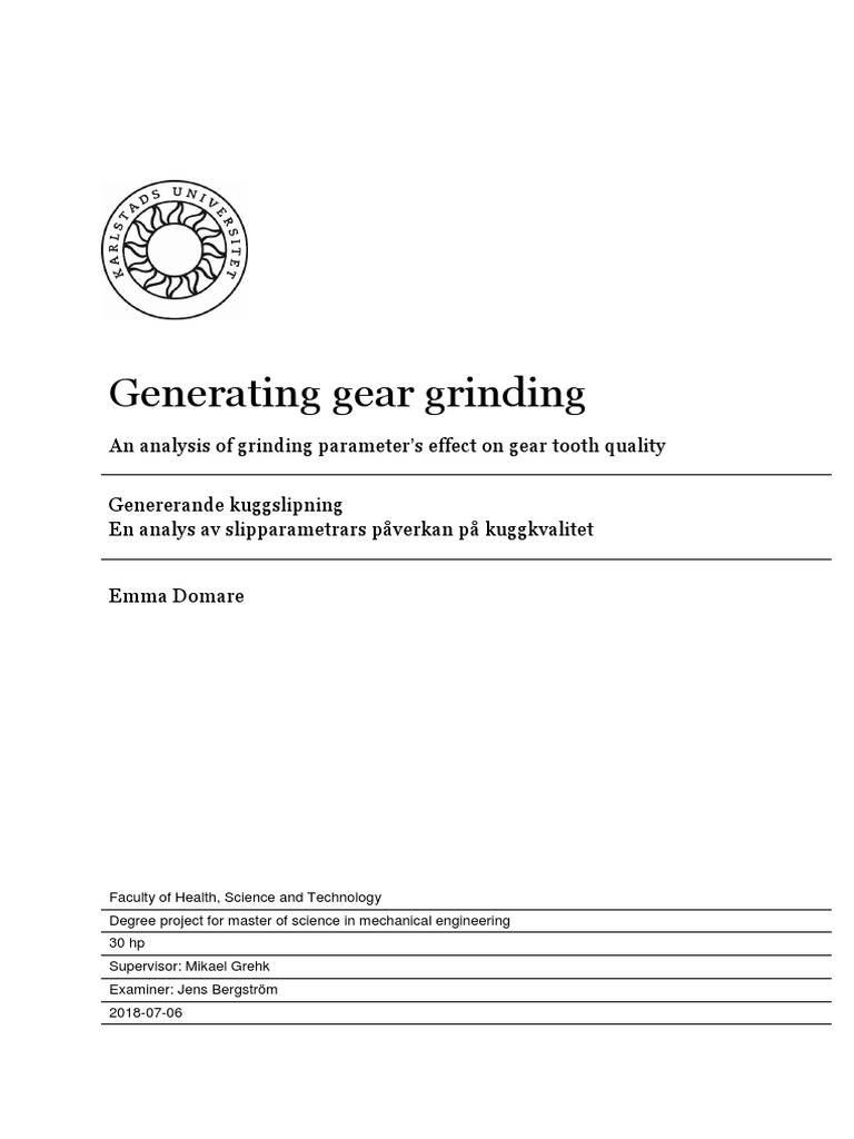 Generating Gear Grinding | PDF | Grinding (Abrasive Cutting) | Steel