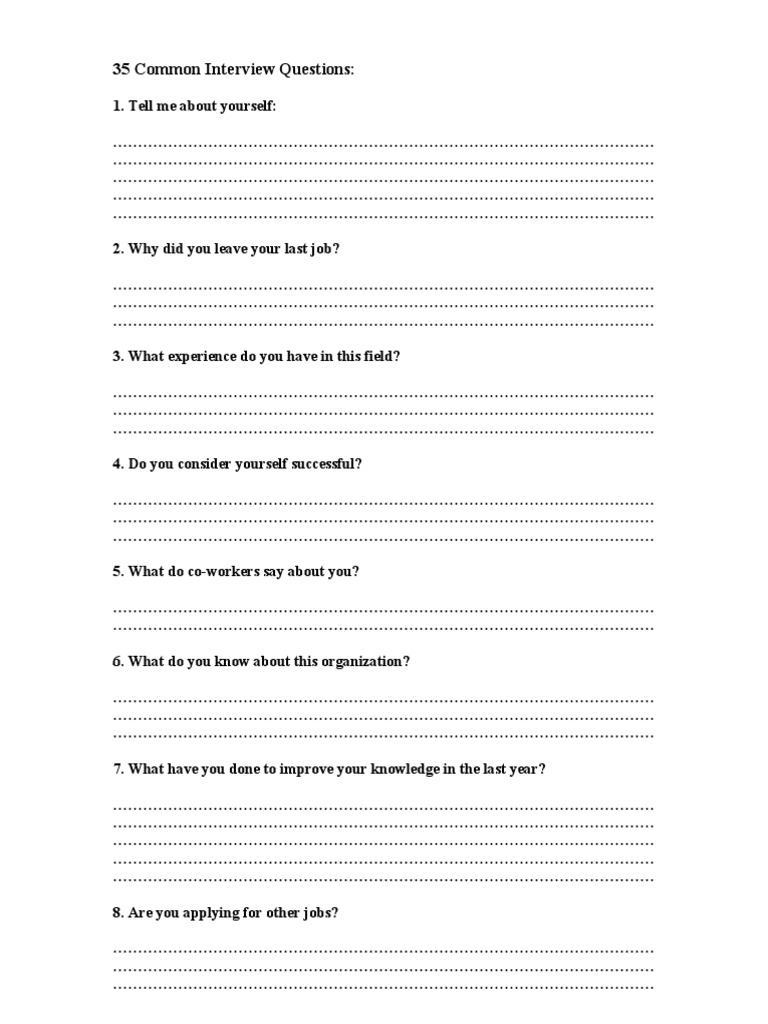 35 Common Interview Questions and Answers | PDF