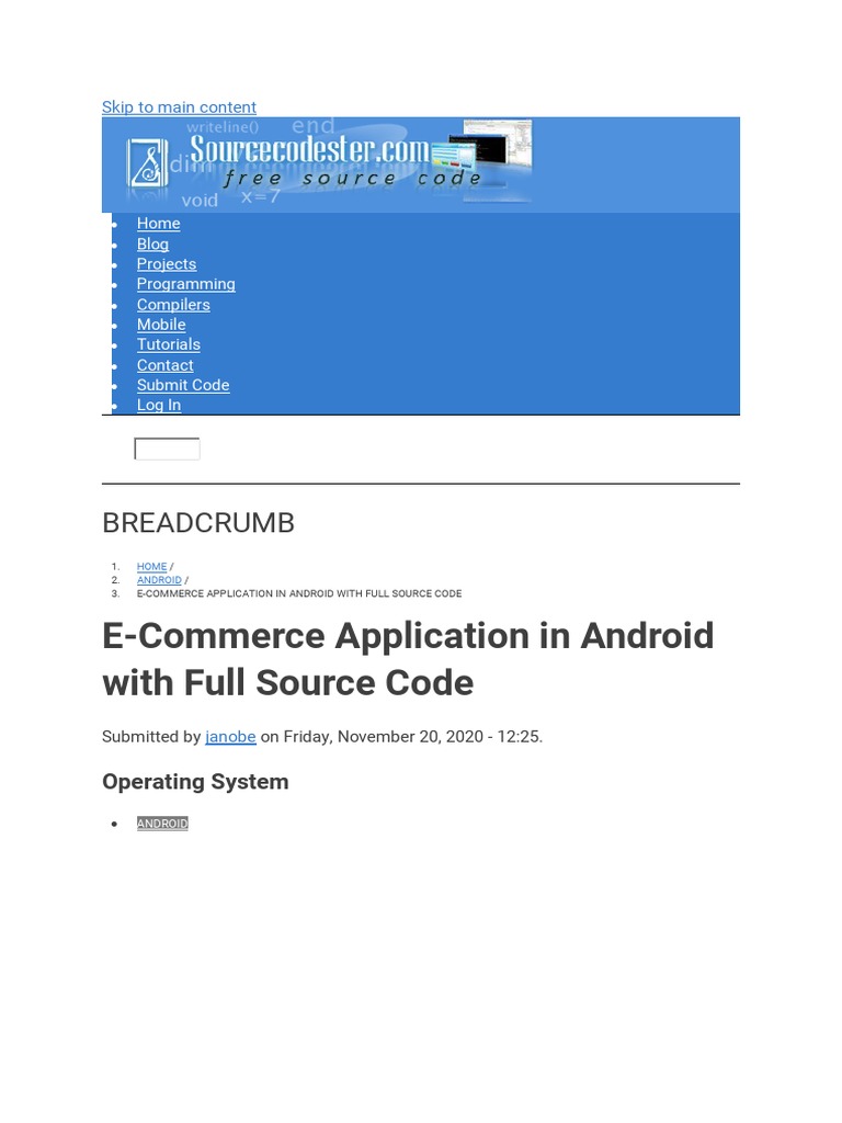 Ecommerce Application Pdf Android Operating System Php