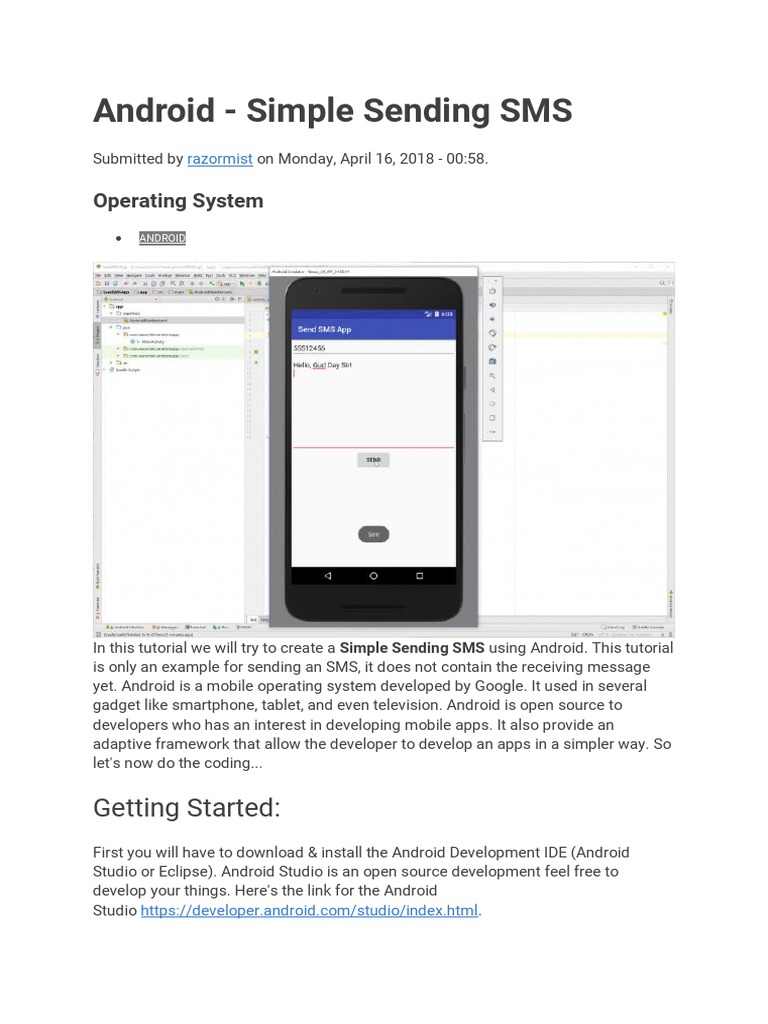 SMS Sending App | PDF | Android (Operating System) | Mobile App