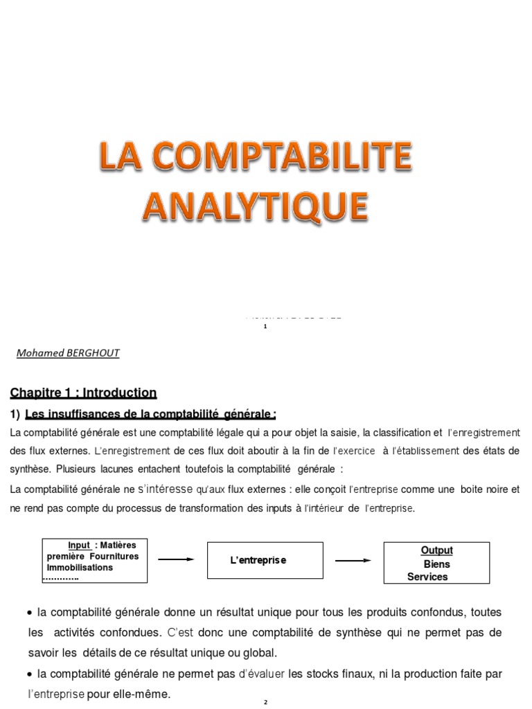 Cours de Comptabilité Analytique | Download Free PDF | Comptabilité | Inventaire
