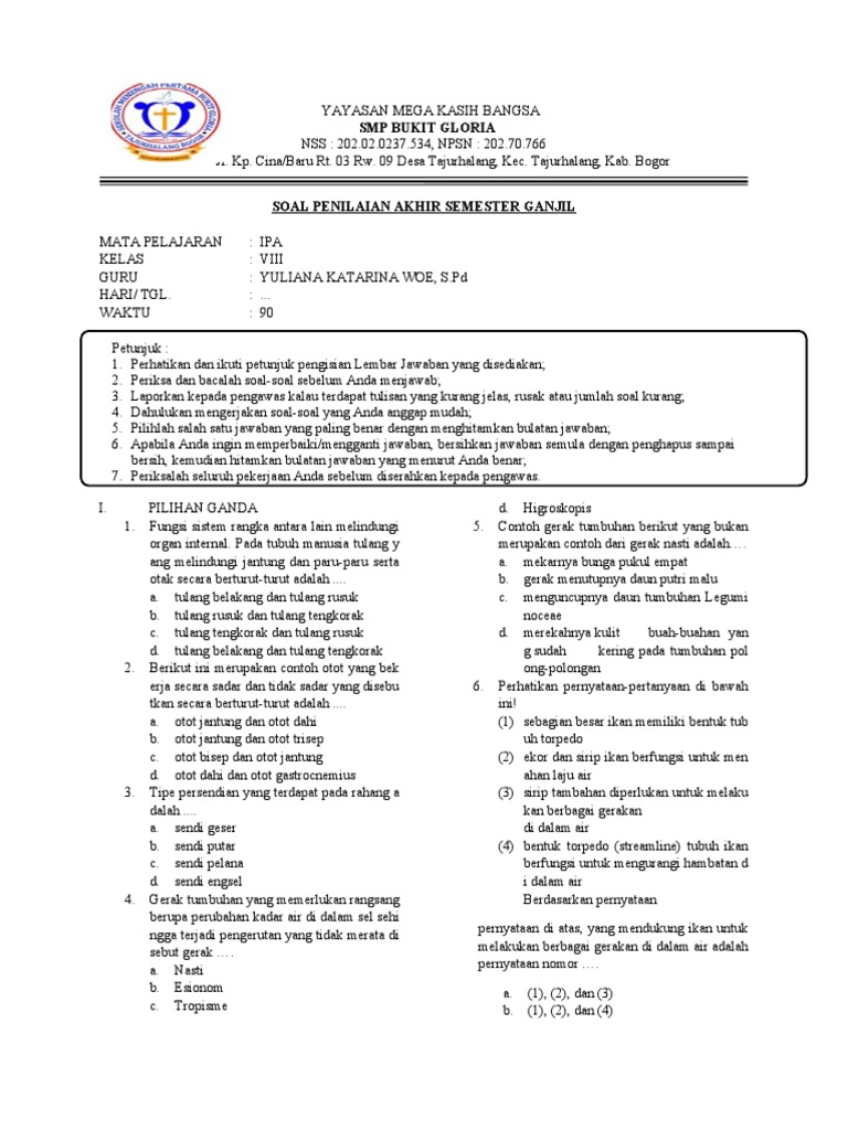 Soal Ipa Kelas Viii Pas 2021 | PDF
