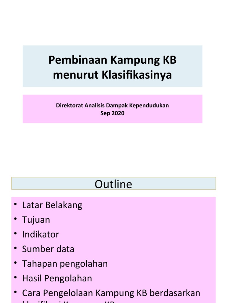 Pembinaan Berdasarkan Klasifikasi Kampung KB | PDF