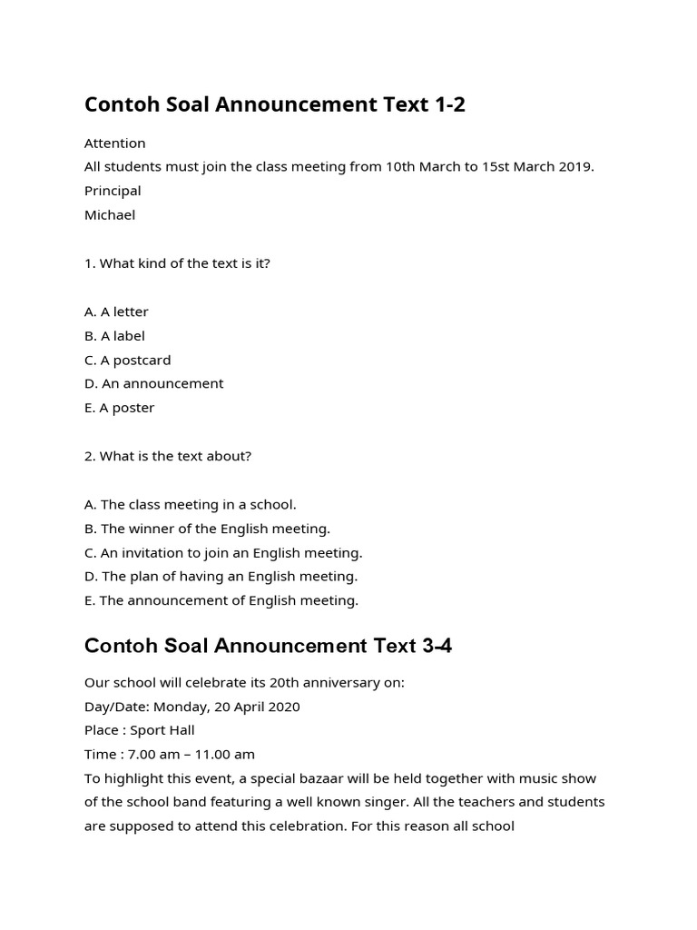 Soal Announcement | PDF