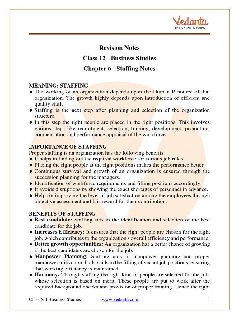 Class 12 Business Studies Chapter 6 - Revision Notes | PDF ...