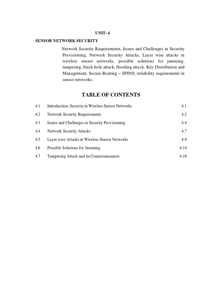 UNIT-4-EC-Adhoc and Sensor Networks | PDF | Key (Cryptography) | Wireless Sensor Network