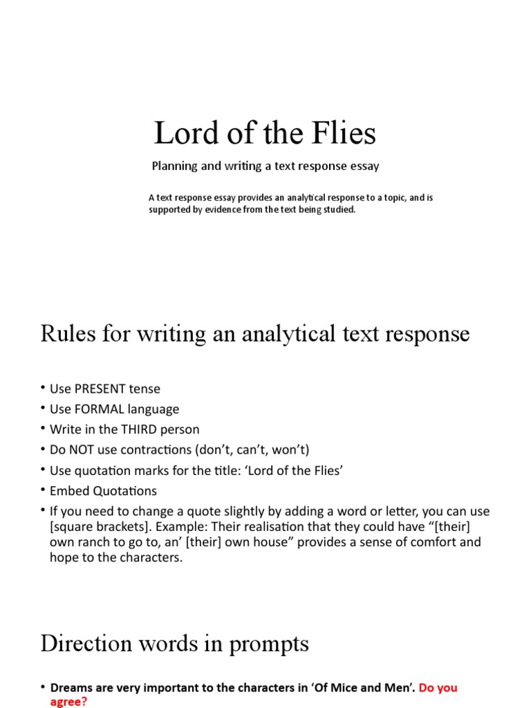 Lord of The Flies - How To Text Response Essay | PDF | Essays | Human ...