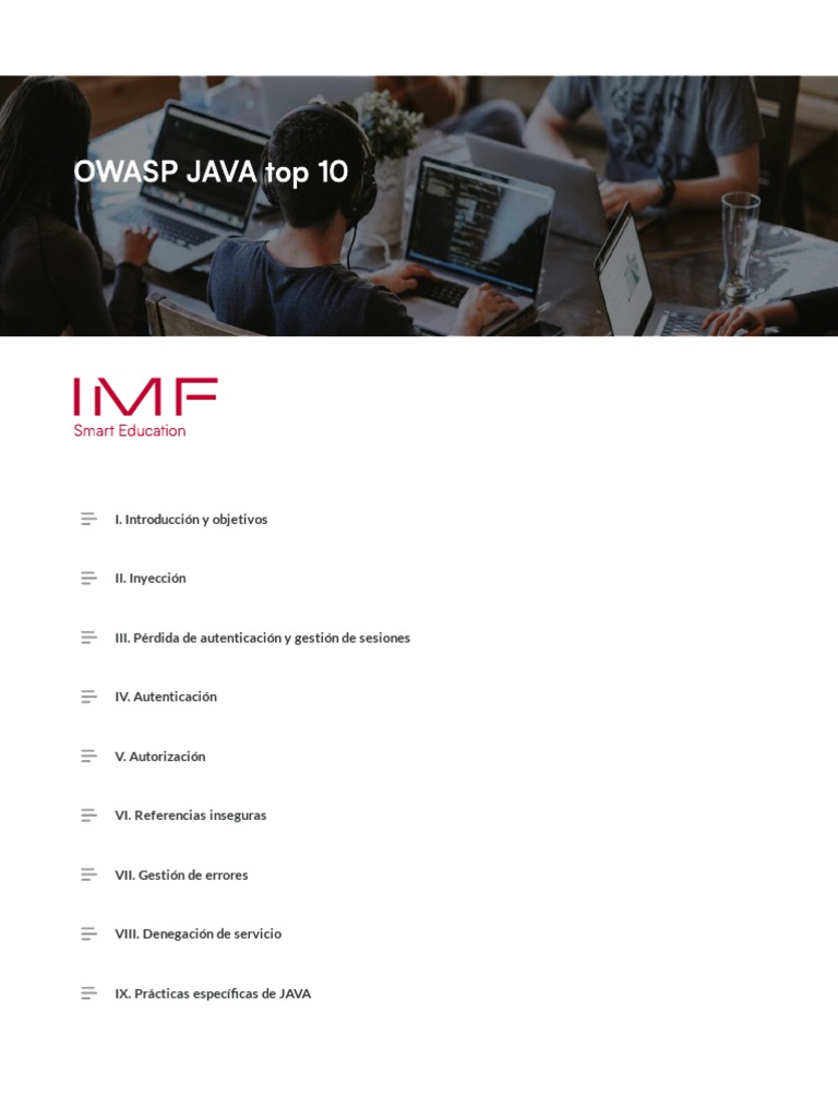 OWASP Top 10 en Java: Seguridad y Prácticas | PDF | Java (lenguaje de programación) | SQL
