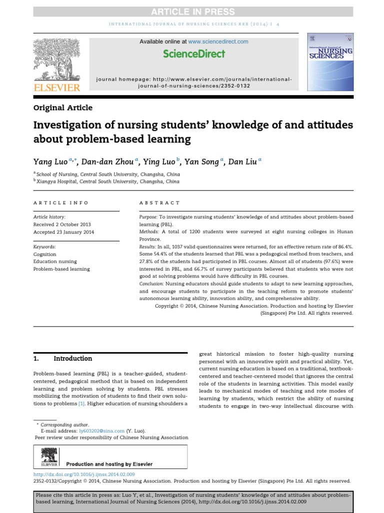 Investigation of Nursing Students Knowledge of and Attitudes About Problem Based Learning | PDF ...