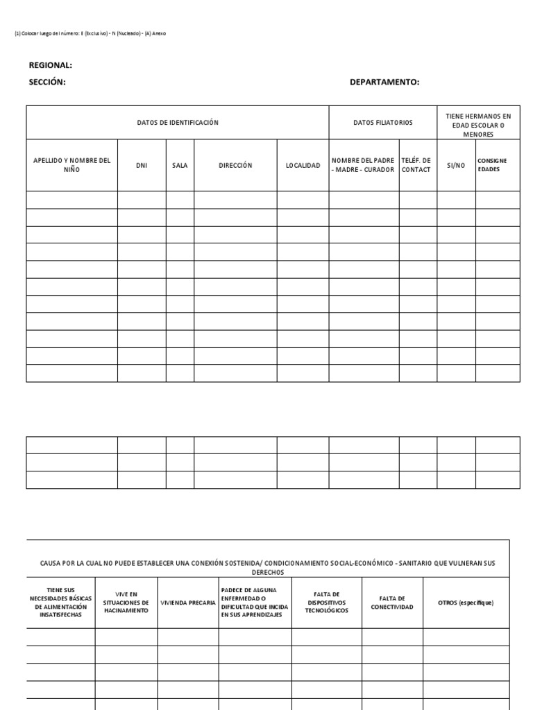 Planilla de Relevamiento | PDF