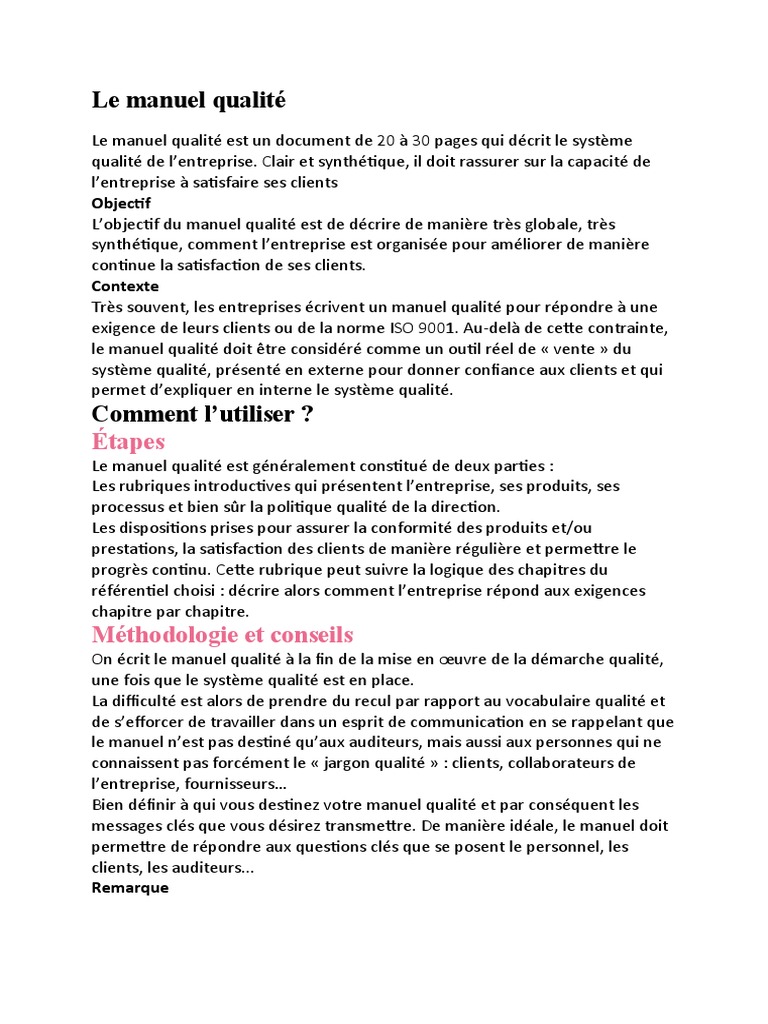 Le Manuel Qualité 3-1 | PDF | Business