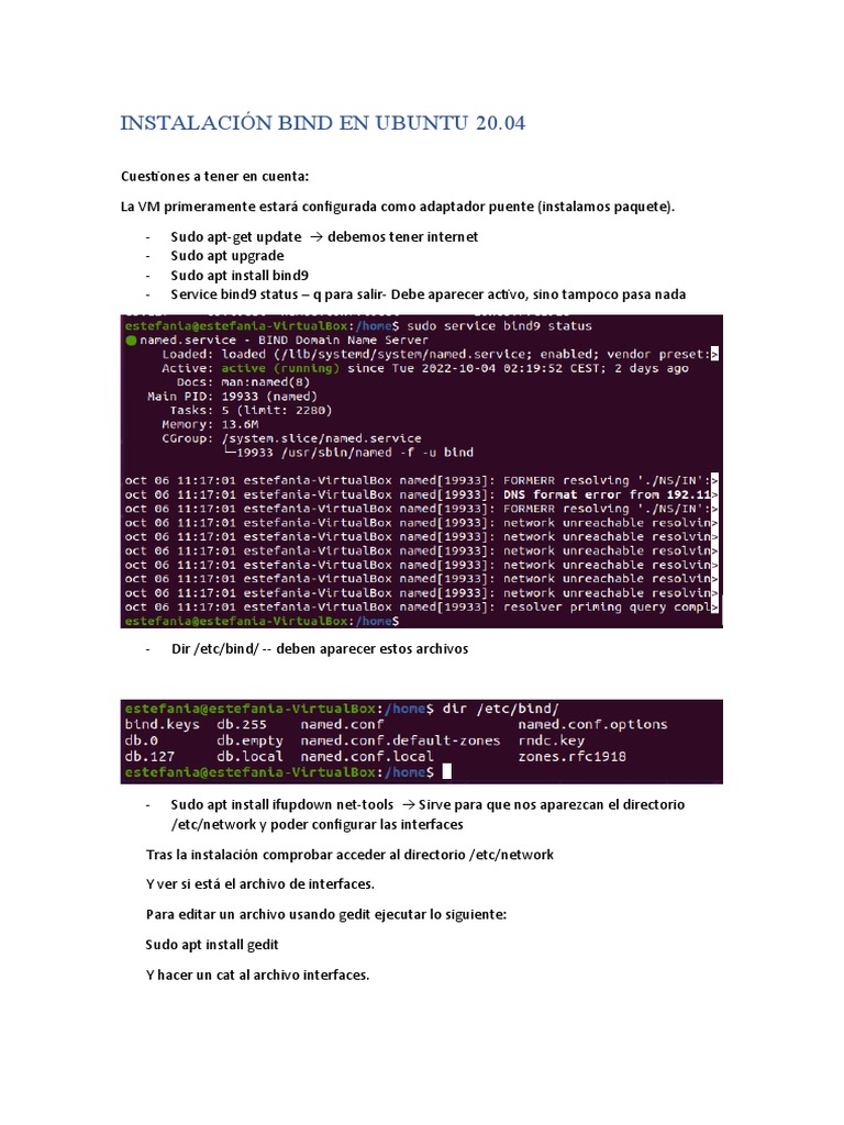 Instalación Bind Ubuntu 20 04 | PDF | sistema de nombres de dominio | Dirección IP