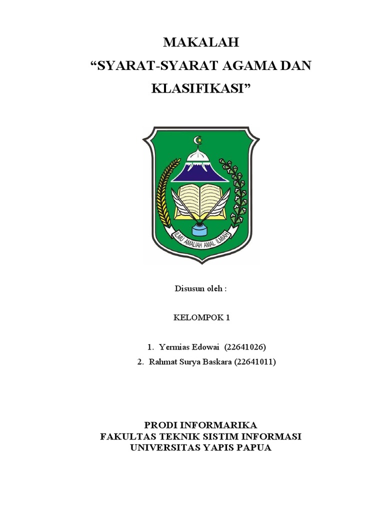 Kelompok 1 Syarat-Syarat Agama Dan Klasifikasi | PDF