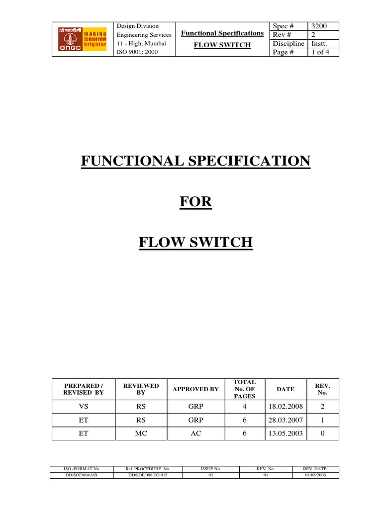 FS 3200 - FS-Flow Switch | PDF | Specification (Technical Standard ...