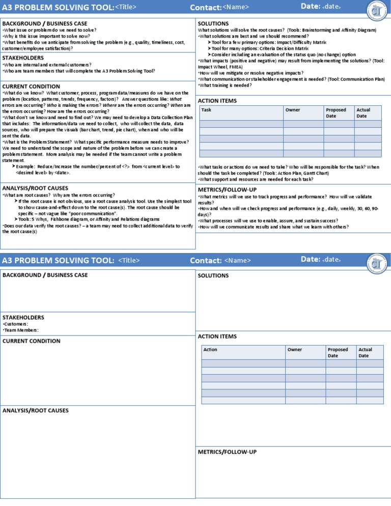 A3 Problemsolving Trainingtemplate Tcm36-68772 | PDF | Data | Business