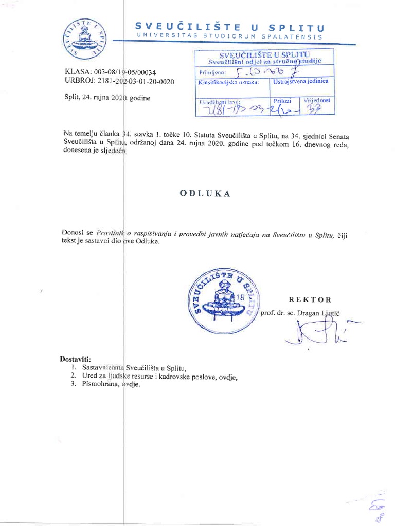 Pravilnik o Raspisivanju I Provedbi Javnih Natječaja Na Sveučilištu U ...