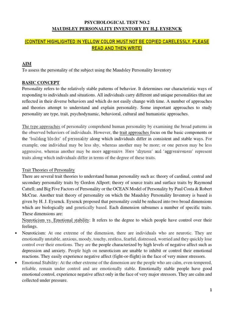 Mpi | PDF | Extraversion And Introversion | Behavioural Sciences