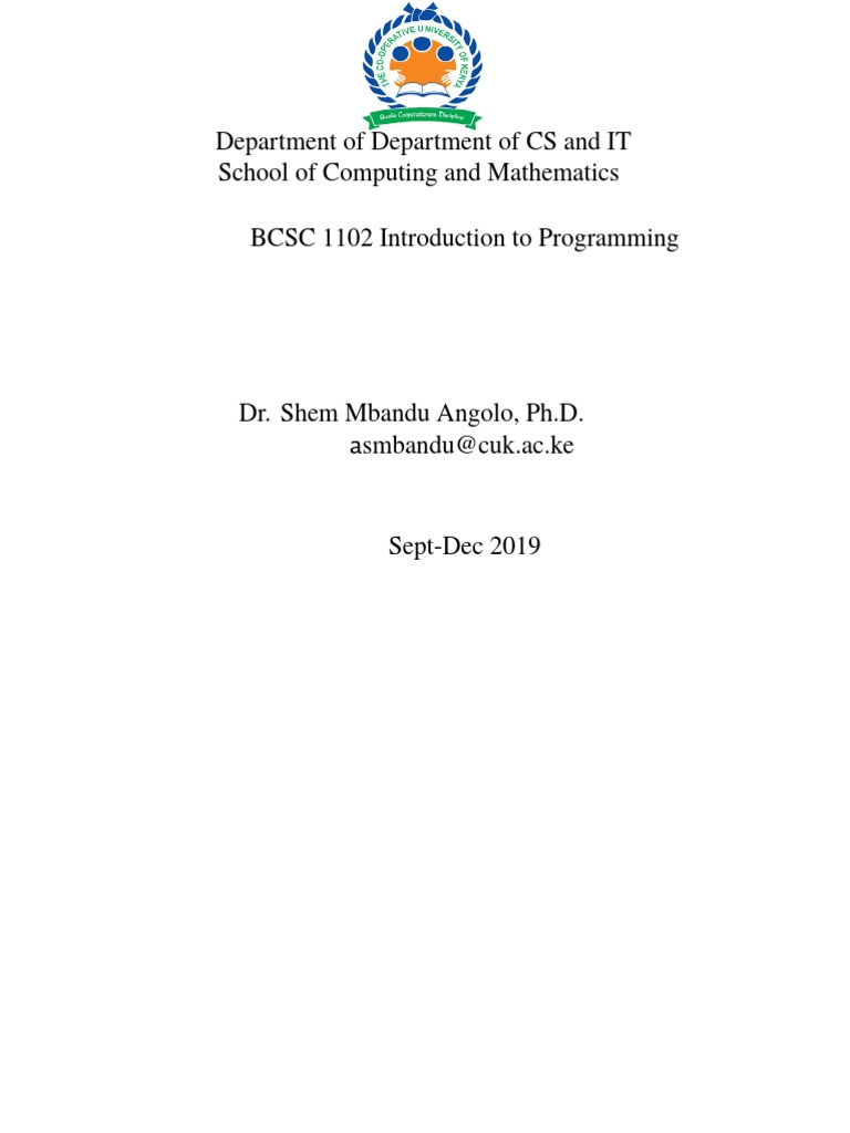 BCSC1102 Introduction To Programming Lecture 1 | Download Free PDF | Compiler | Programming