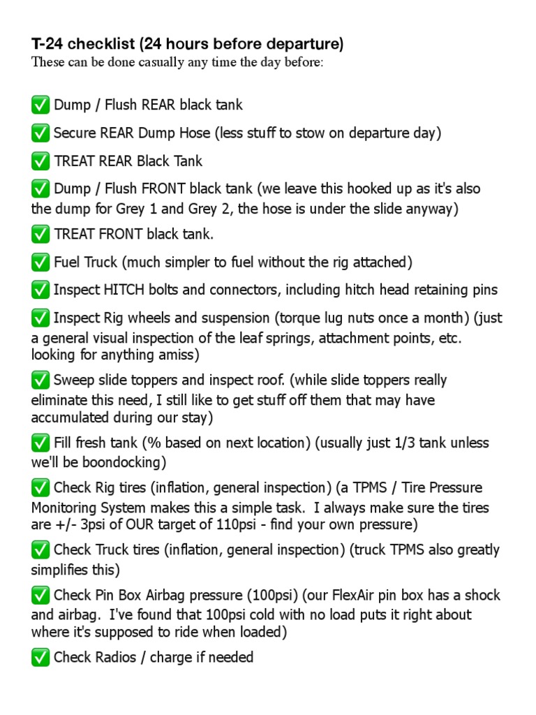 RV Checklists | Download Free PDF | Trailer (Vehicle) | Truck