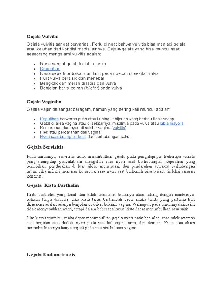 Gejala Vulvitis | PDF | Kesehatan Holistik | Sains & Matematika