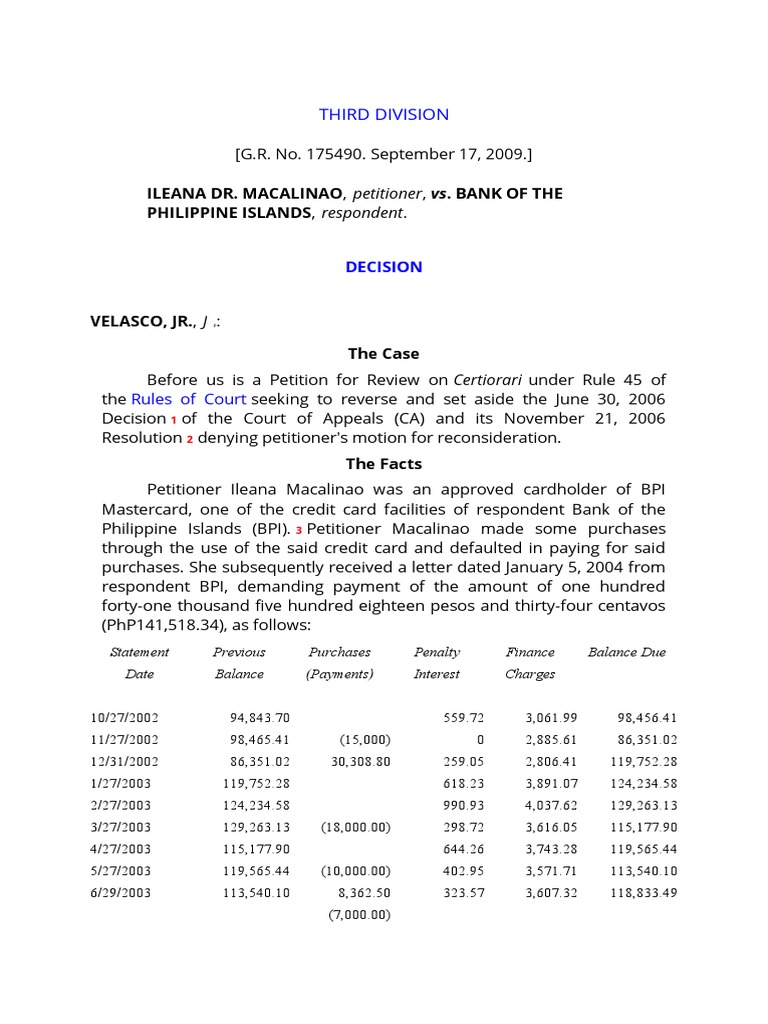 Macalinao v. BPI | PDF | Complaint | Lawsuit