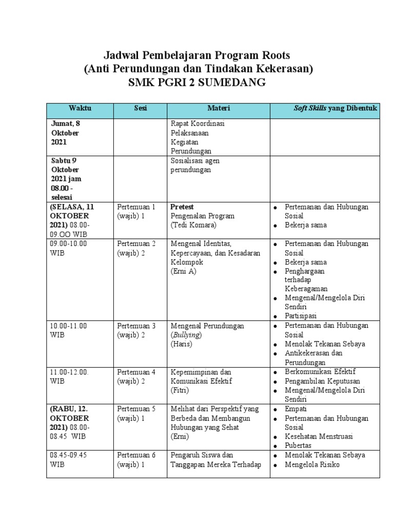 Jadwal Kegiatan Perundungan Edit | PDF