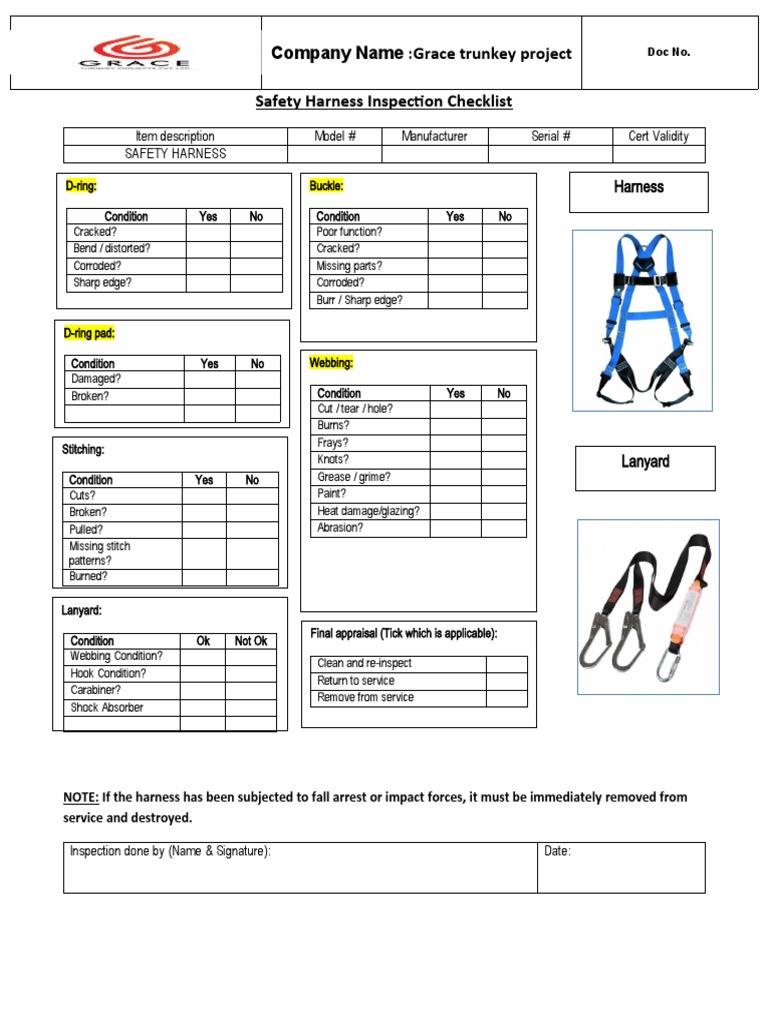 Safety Harness Inspection Checklist | PDF