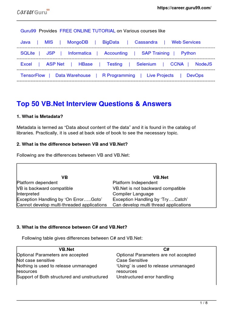 VB Net Questions Answers 2 | PDF
