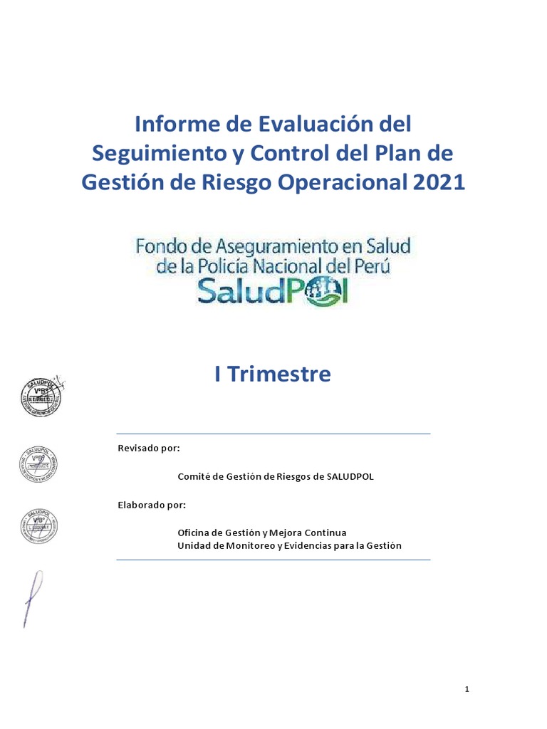 Informe de Evaluación Del Seguimiento y Control de PGRO 2021 - I ...