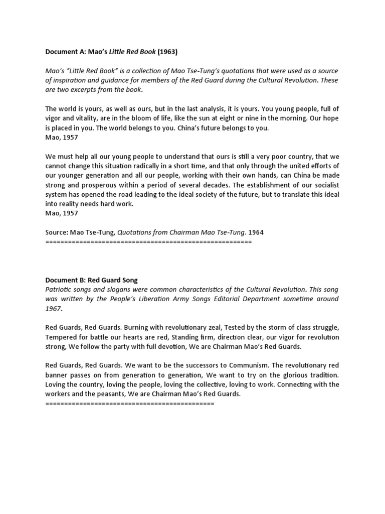 Sources Red Guards | PDF | Cultural Revolution | Mao Zedong