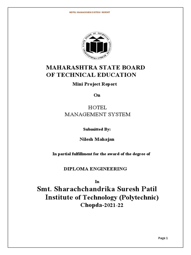Mini Project Report Java Hotel Manegment System Done Clear | PDF | Software | Specification ...