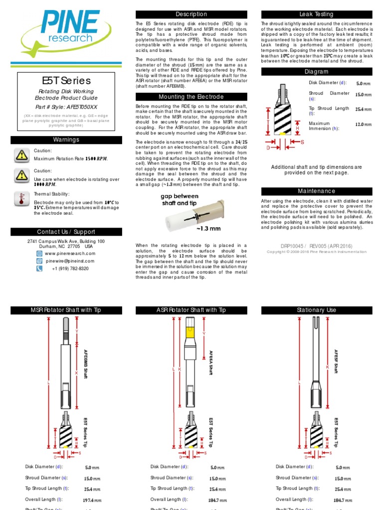 DRP10045 Electrode Information E5T Series REV005 | PDF