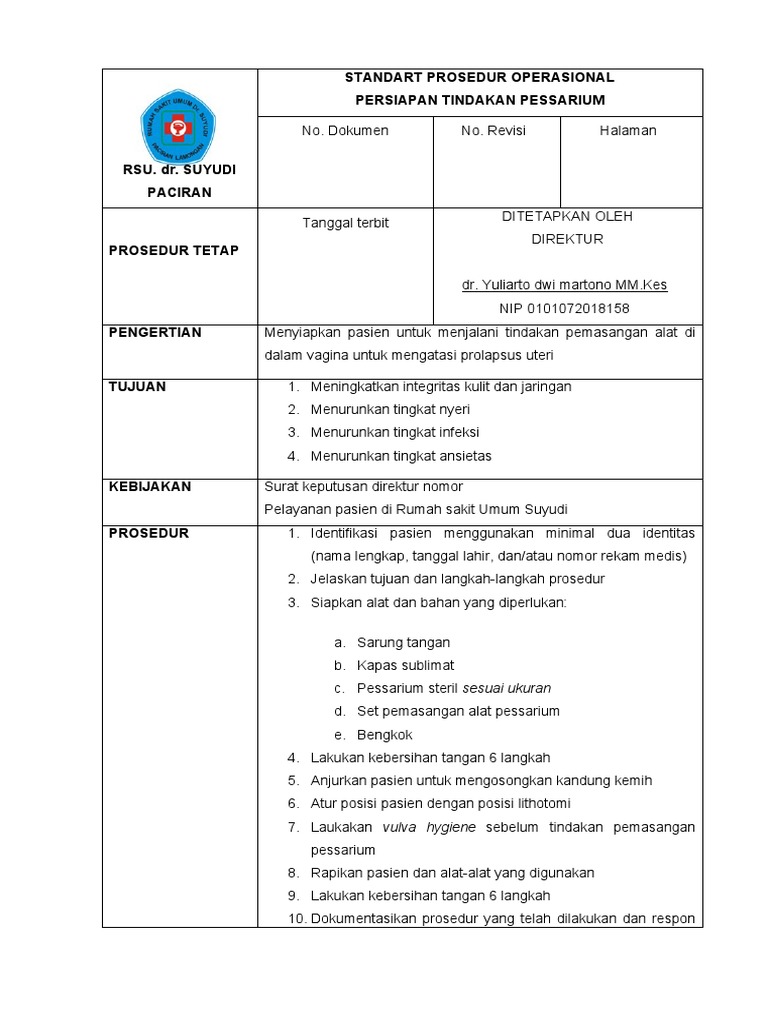 Persiapan Tindakan Pessarium | PDF