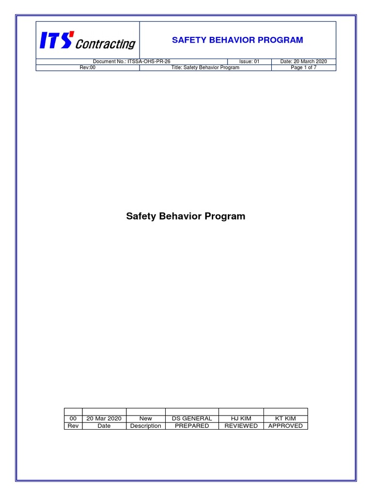Safety Behavior Program | PDF