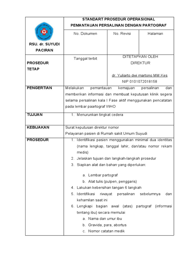 Pemantauan Persalinan Partograf | PDF