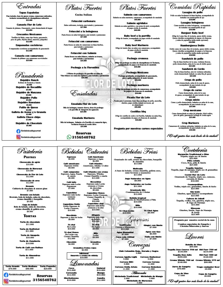 Menú del Café Gastro Bar Flor de Loto | PDF | ensalada | Salsa