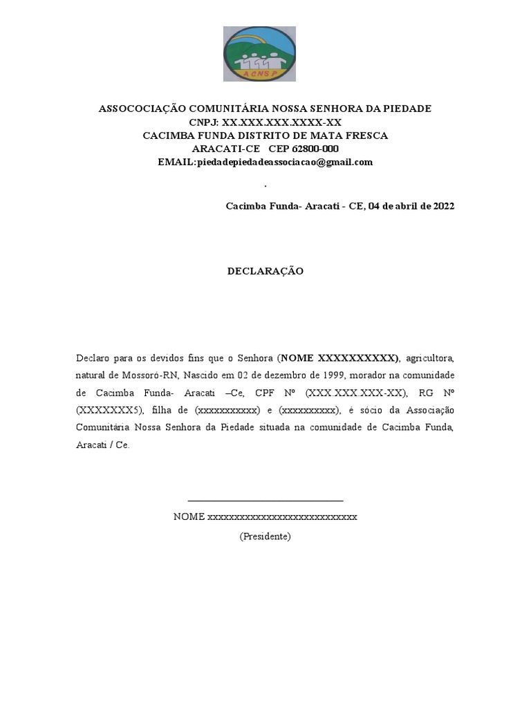 Declaração Modelo | PDF