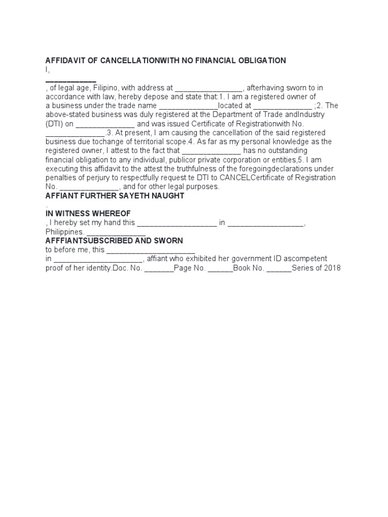 Affidavit of | PDF | Finance & Money Management | Law