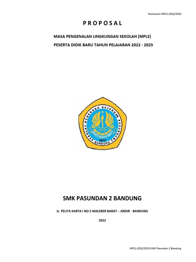 Proposal MPLS SMK Pasundan 2022/2023 | PDF | Karier & Perkembangan ...
