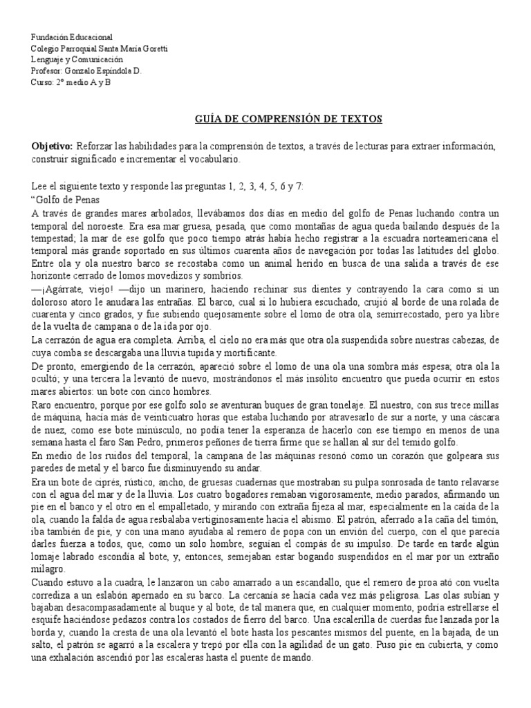 ÚLTIMA Guía Comprensión de Textos | PDF | Tsunami