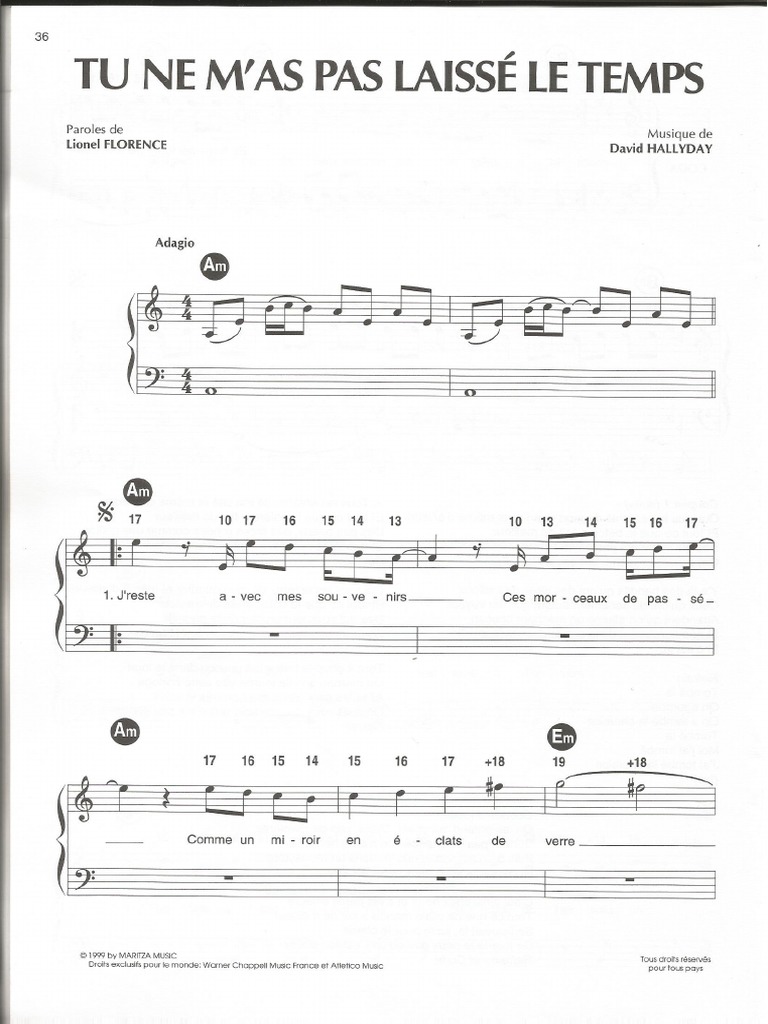 2TU NE M4AS PAS LAISSE LE TEMPS de David Hallyday - pdf2 | PDF